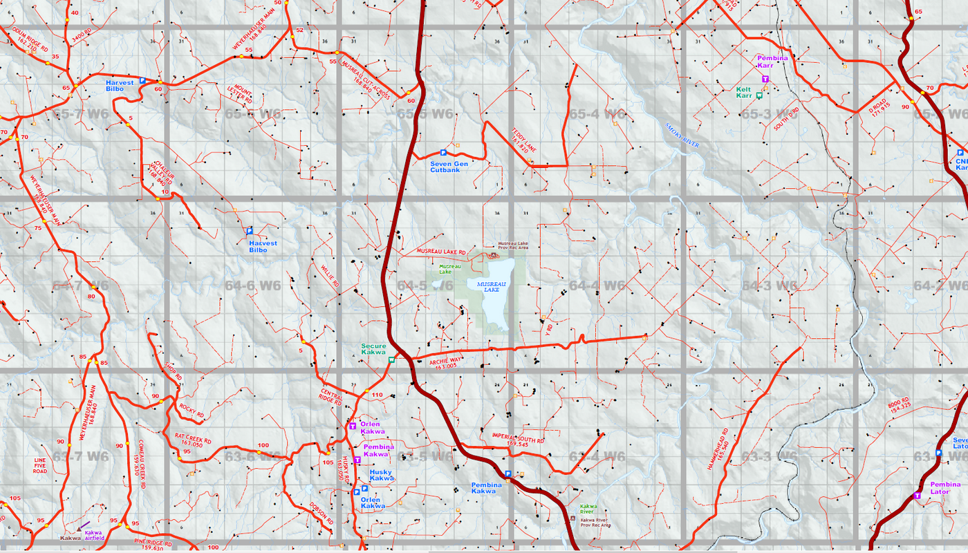 Grande Prairie Oilfield Wall Map (1:175K) - 36"W x 63"H – SkyBase Solutions